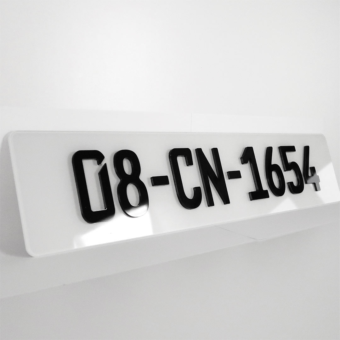 3D 4D Plain White German Font Irish Number Plate